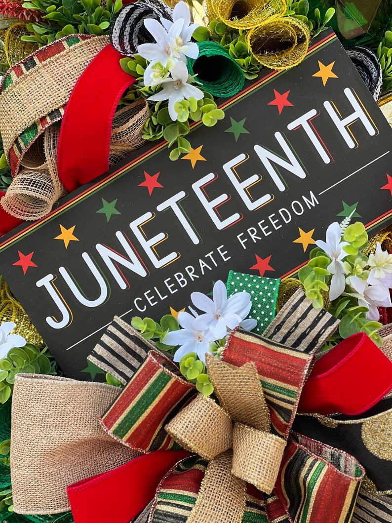 Juneteenth Wreath for Front Door, Summer Outdoor Decor, Juneteenth ...