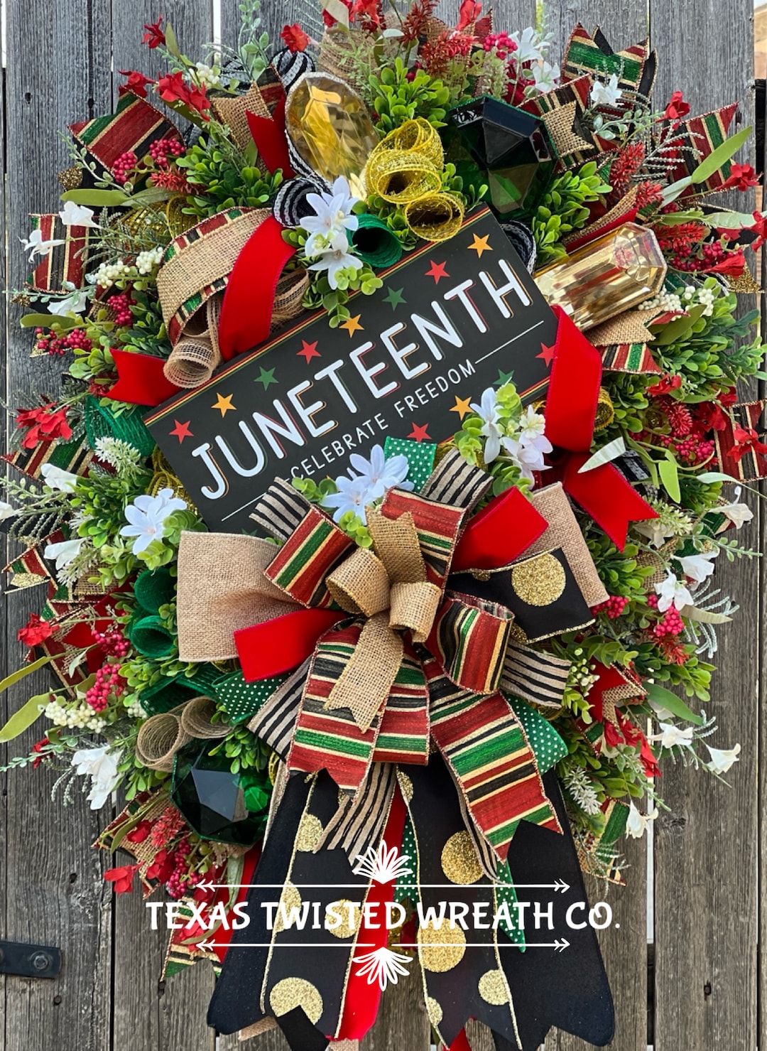 Juneteenth Wreath for Front Door, Summer Outdoor Decor, Juneteenth ...