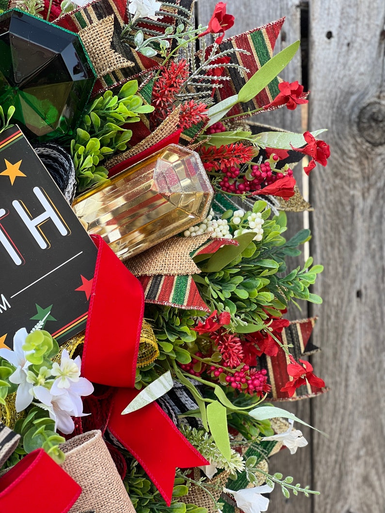 Juneteenth Wreath for Front Door, Summer Outdoor Decor, Juneteenth ...