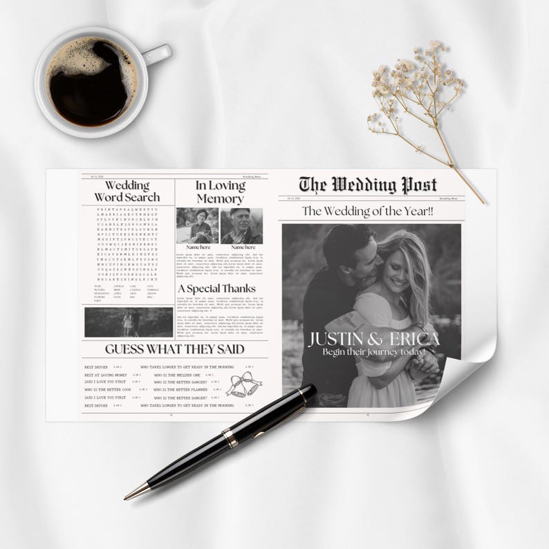 Editable Wedding Newspaper Template | Unique Invitation (digital ...