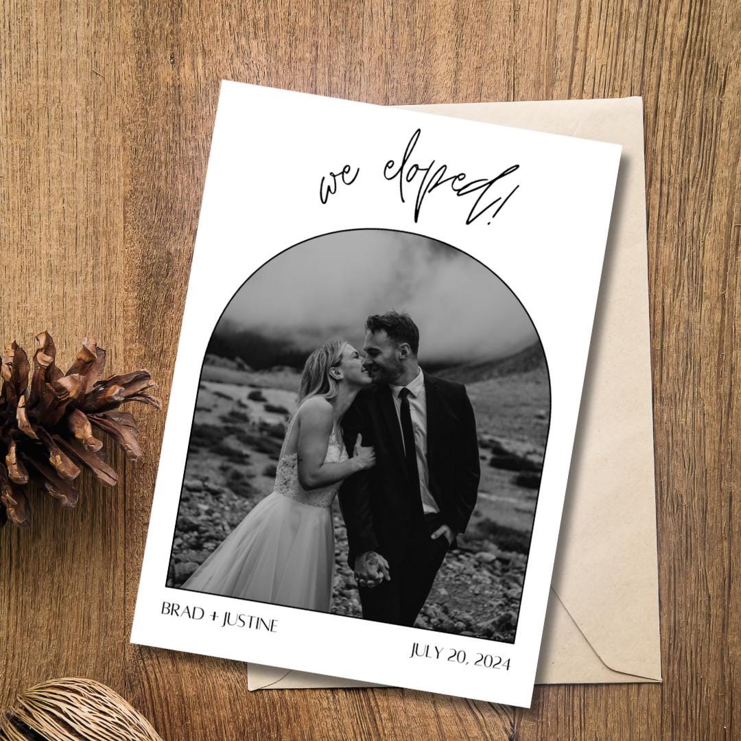 Elopement Announcement Canva Template| We Eloped Editable Template ...