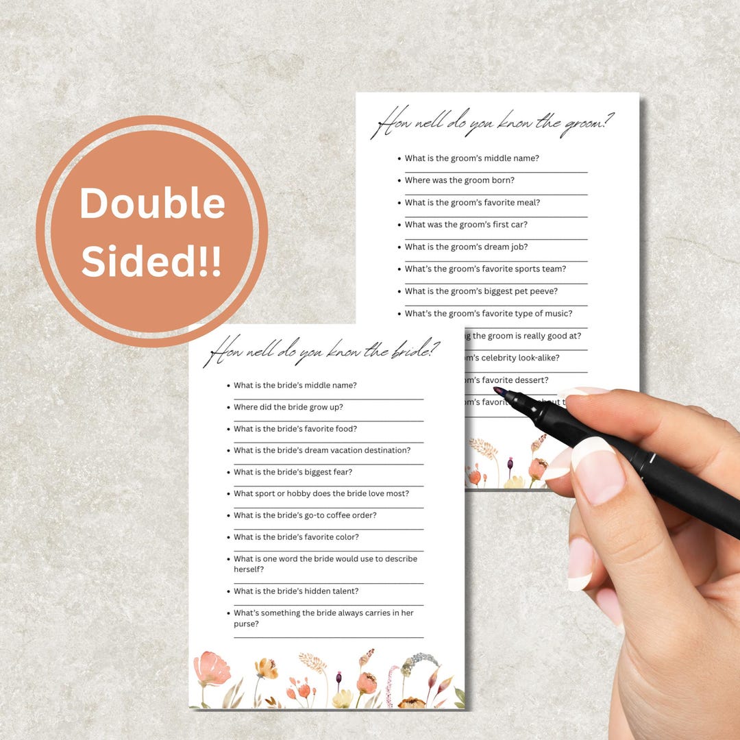 Questions About the Bride and Groom Printable PDF | Wedding Reception ...