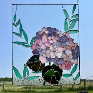 Hydrangea & Eucalyptus Stained Glass Pattern - Etsy