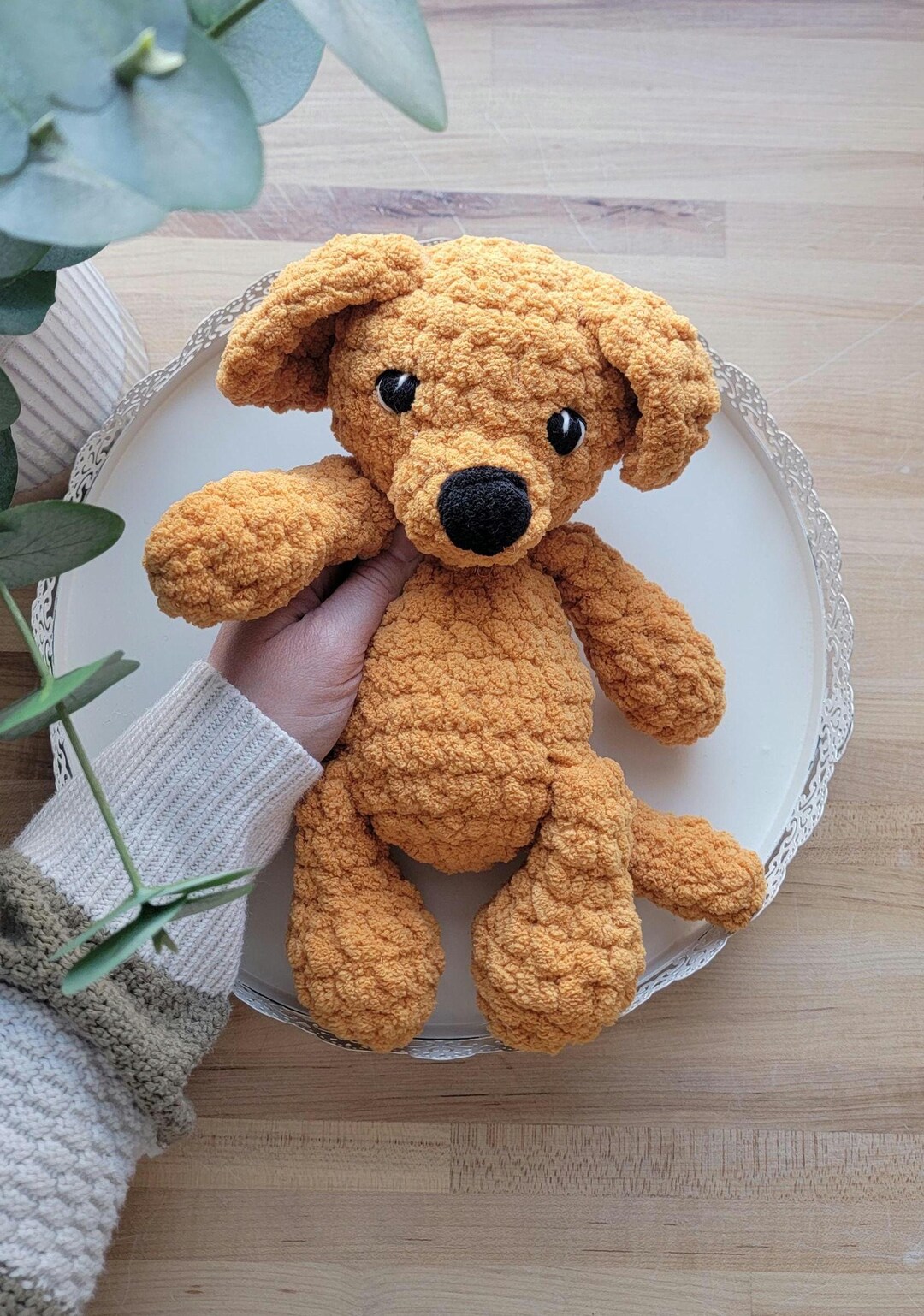 Dog Stuffed Animal, Yellow Crochet Puppy Stuffy, Plushy, Labrador Baby ...