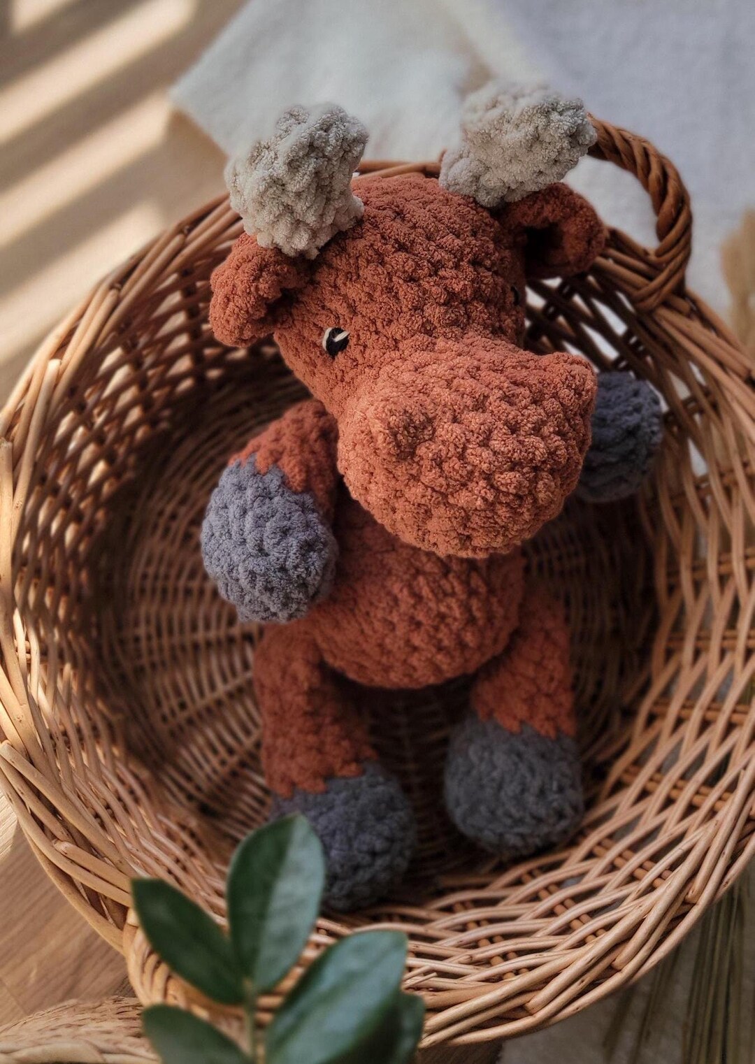 Moose Plushy, Brown Moose Stuffed Animal, Crochet Moose Stuffy ...