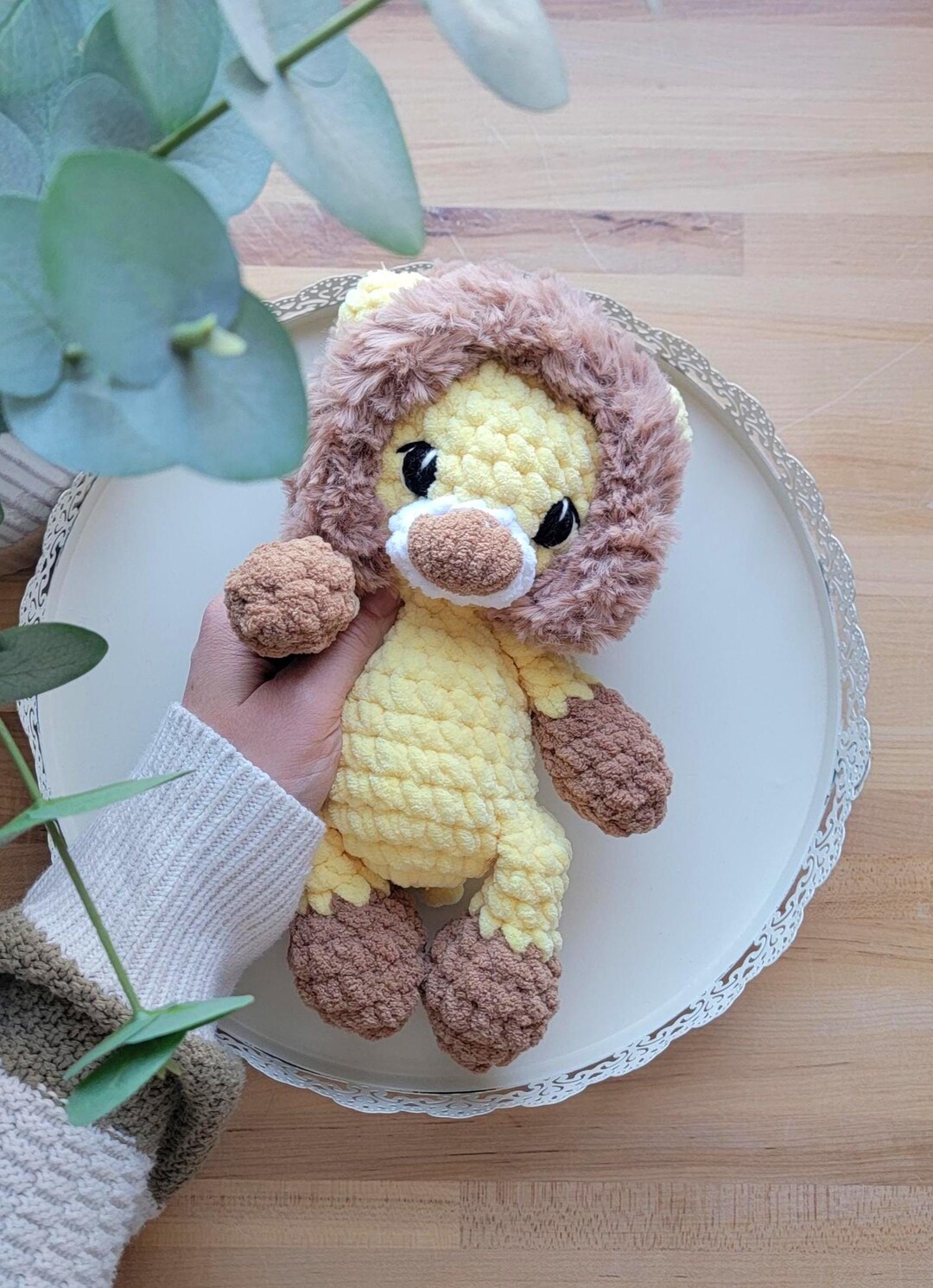 Lion Stuffed Animal, Crochet Lion Stuffy, Furry Plushy, Jungle Baby ...