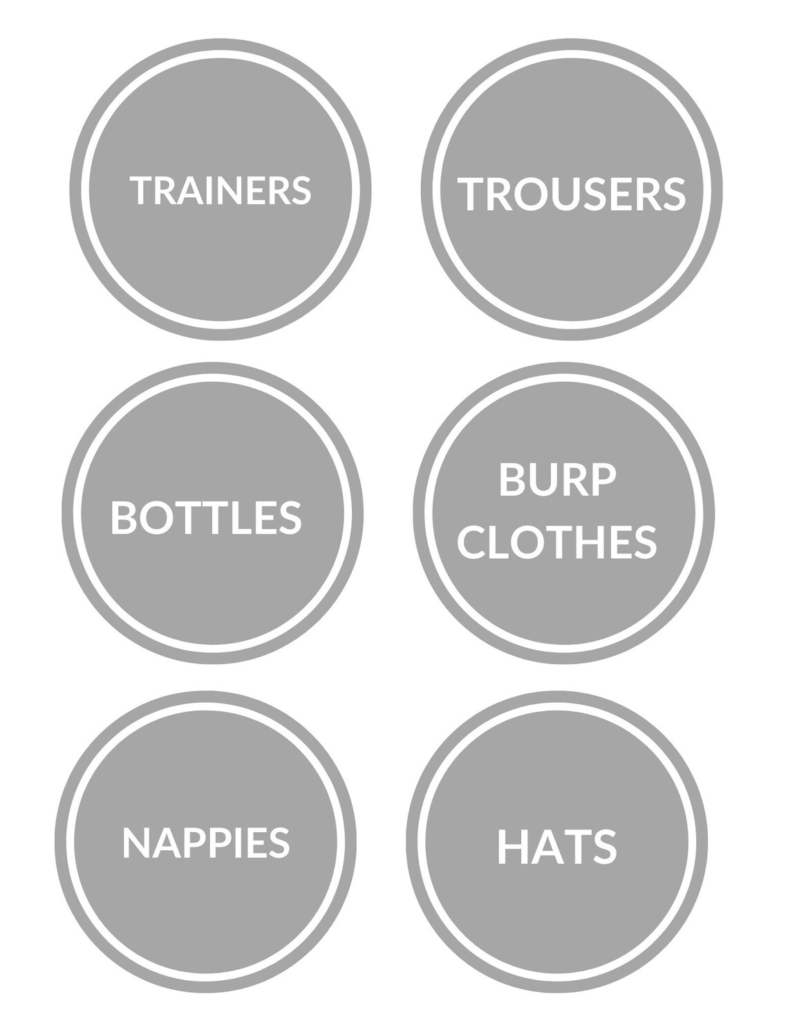Printable Nursery Drawer Label Organizers Baby Drawer Closet - Etsy