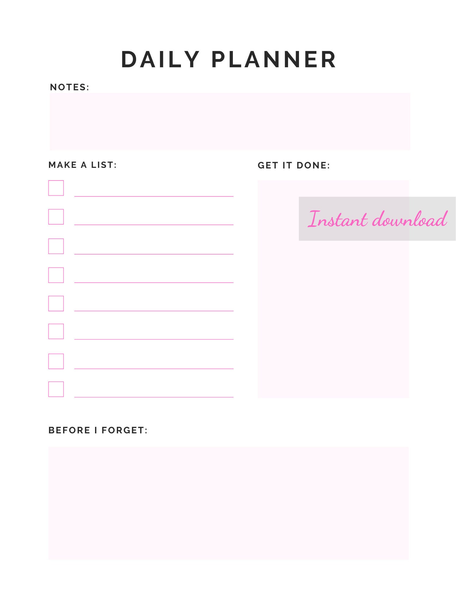 Pink Daily Planner Pink Month Planner Everyday Planner - Etsy