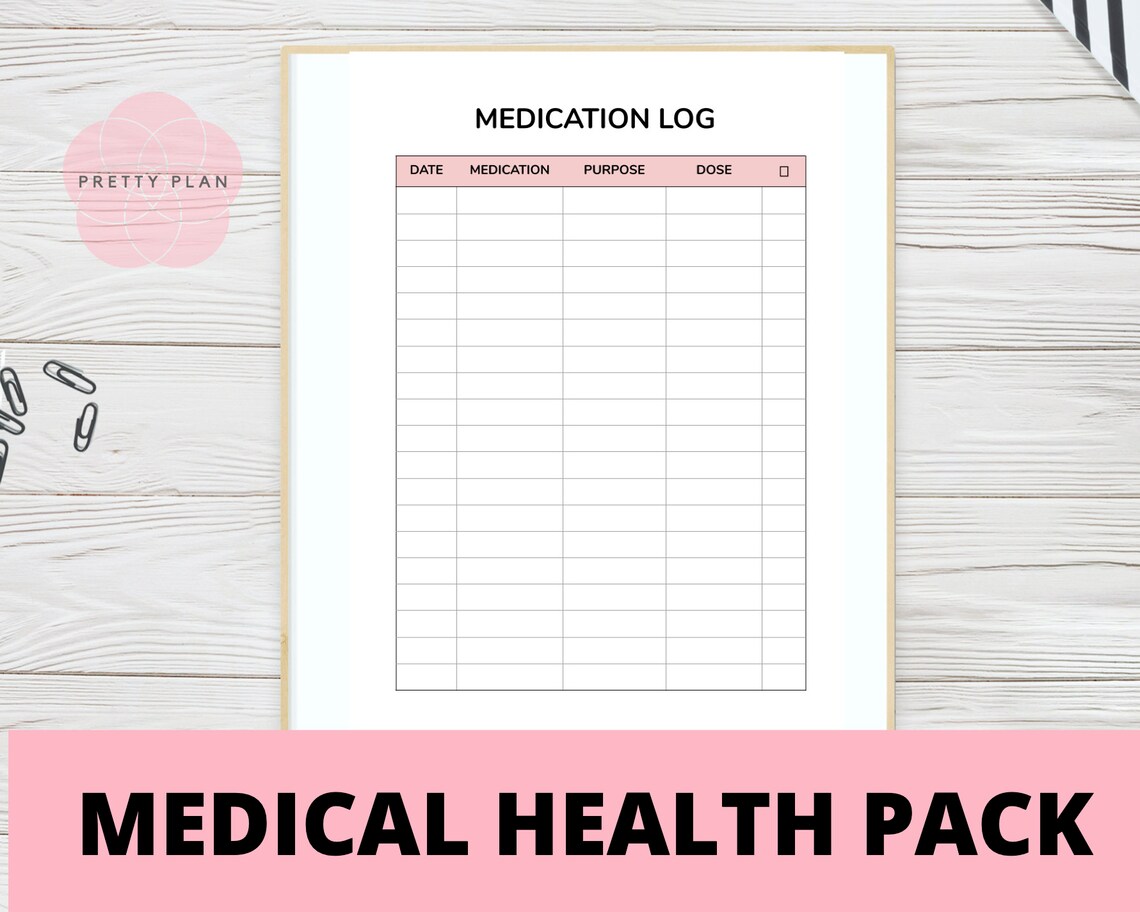 Medical History Health & Medical Log, Healthcare Planner, Medical ...