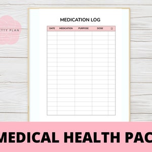 Medical History Health & Medical Log, Healthcare Planner, Medical ...