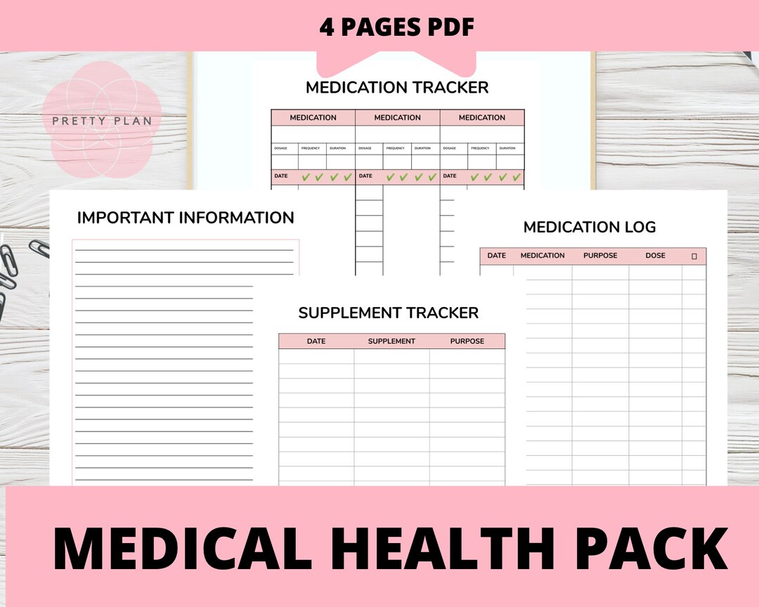 Medical History Health & Medical Log, Healthcare Planner, Medical ...
