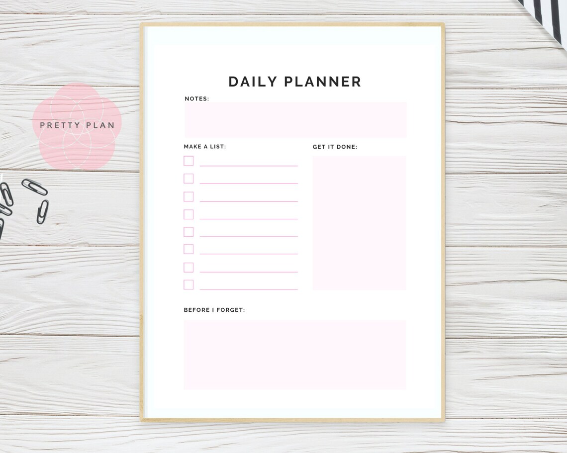 Pink Daily Planner Pink Month Planner Everyday Planner - Etsy