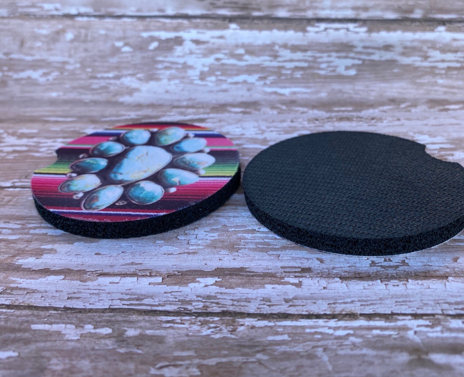 Turquoise Stone With Serape Background Car Coaster Set - Etsy