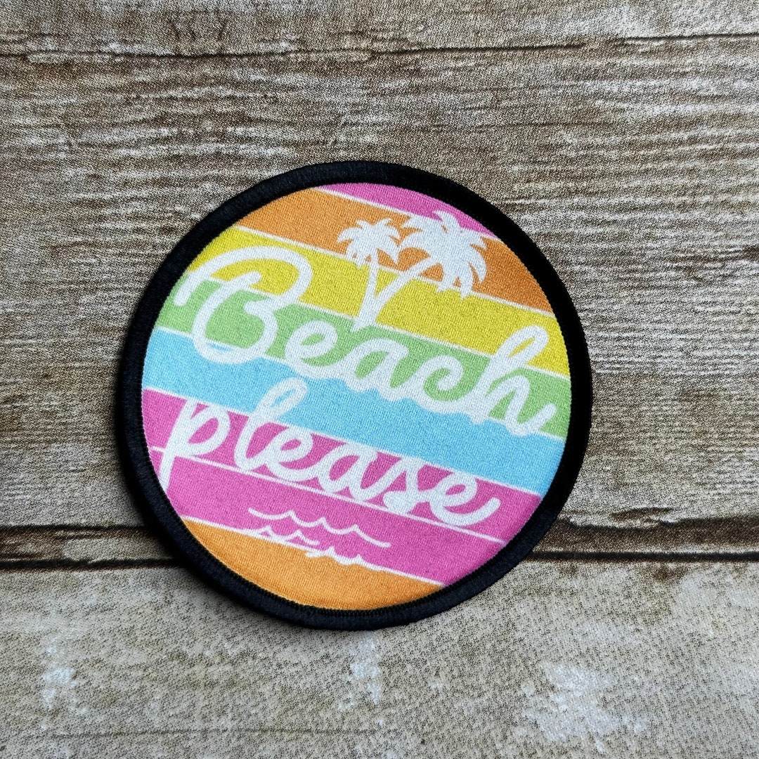 Beach Please Colorful Round Patch - Etsy
