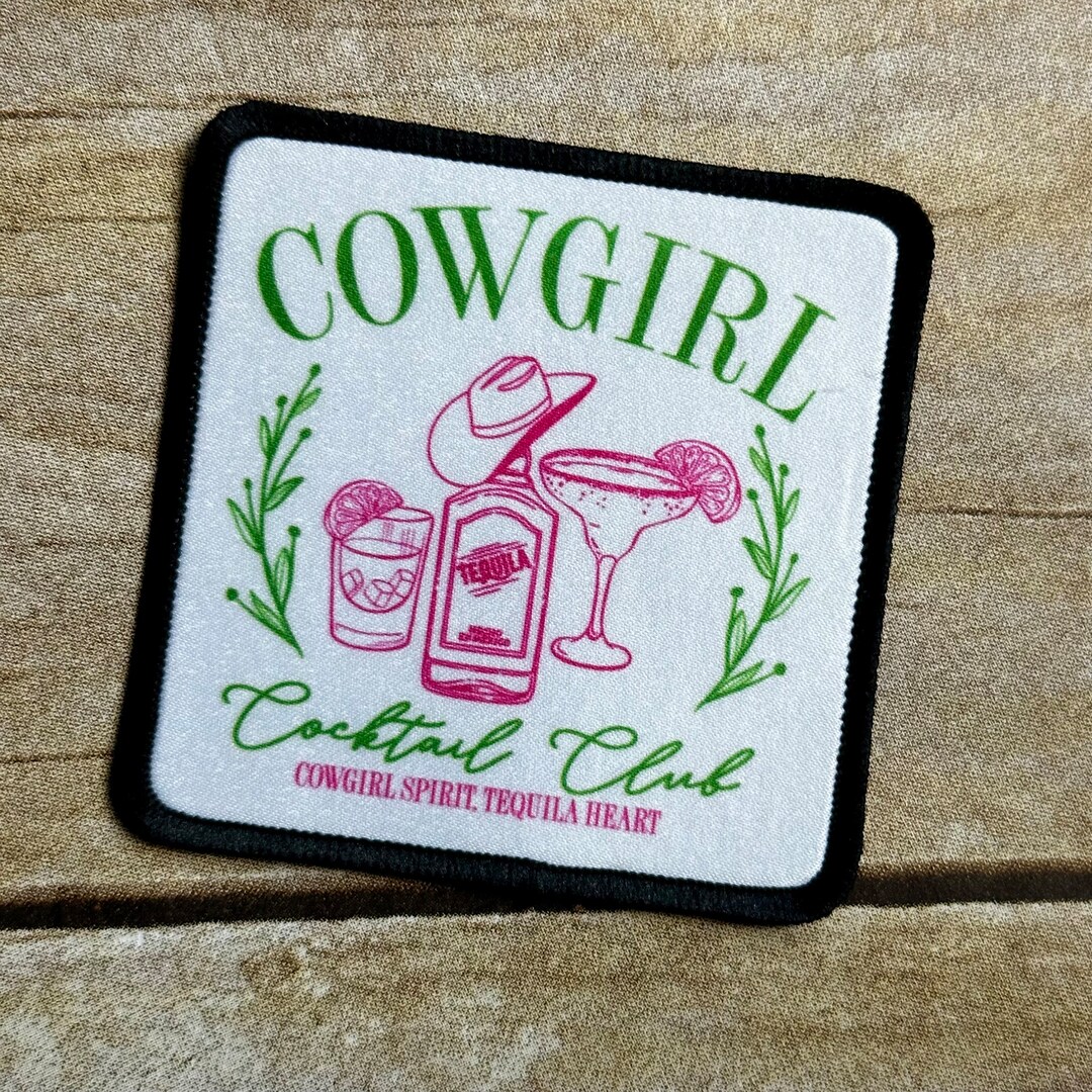 Cowgirl Cocktail Club Patch With Black Border - Etsy
