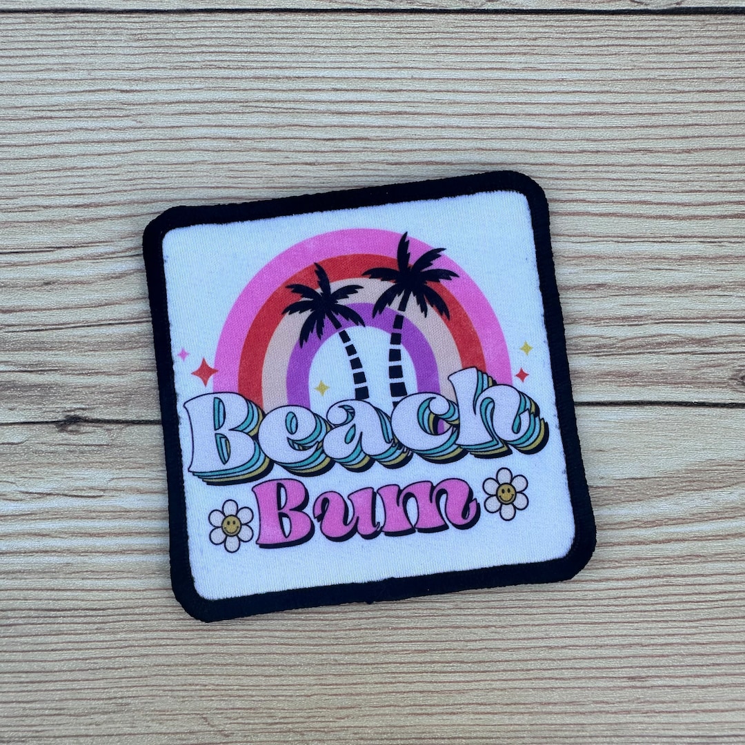 Beach Bum Square Hat Patch With Black Border - Etsy