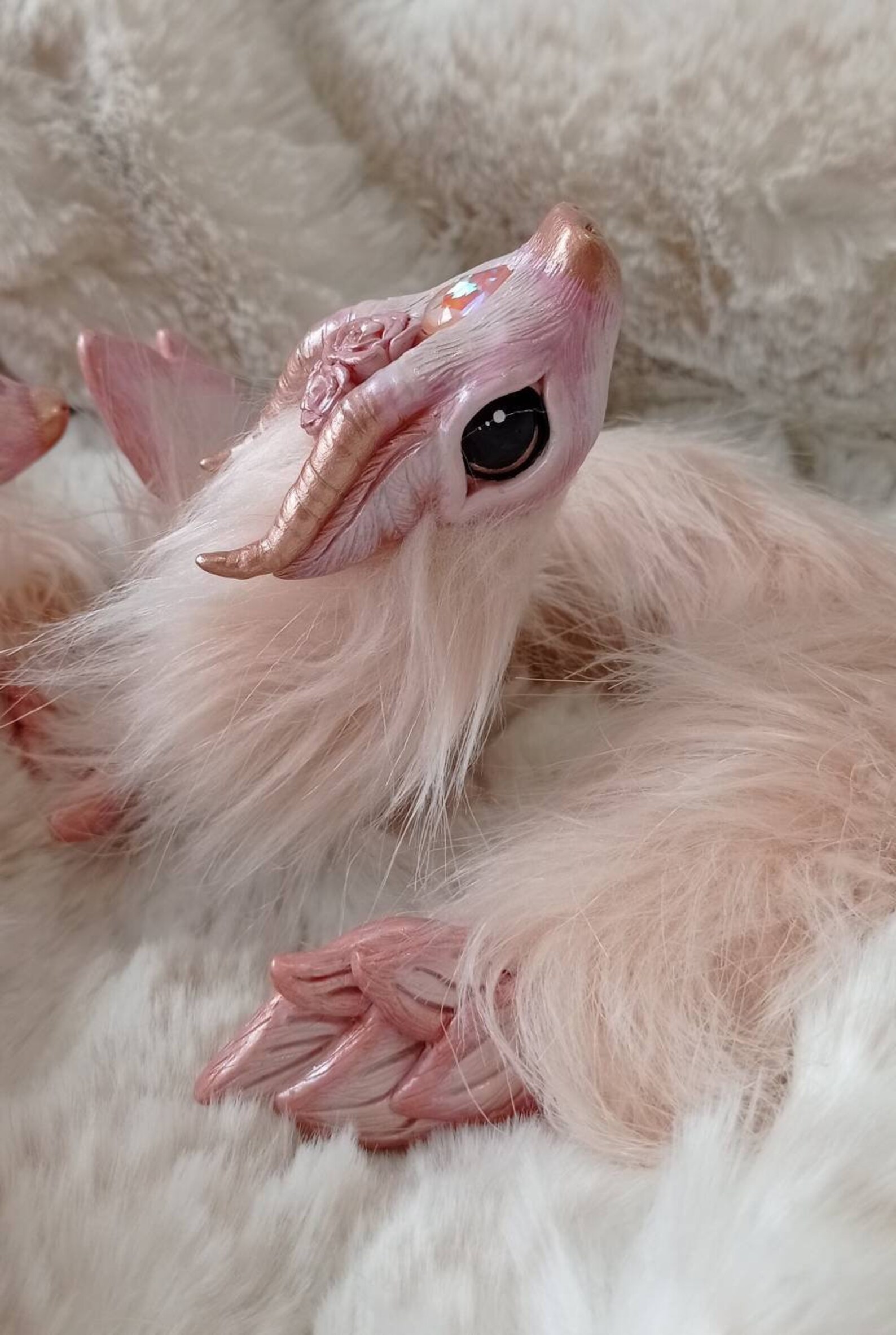 Dragon Mum & Baby Flower Rose Gold Pink crystal serpent | Etsy