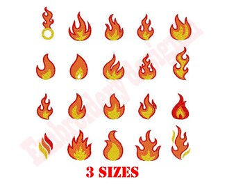 Flame Embroidery Design. Flame Silhouette Embroidery Design. - Etsy