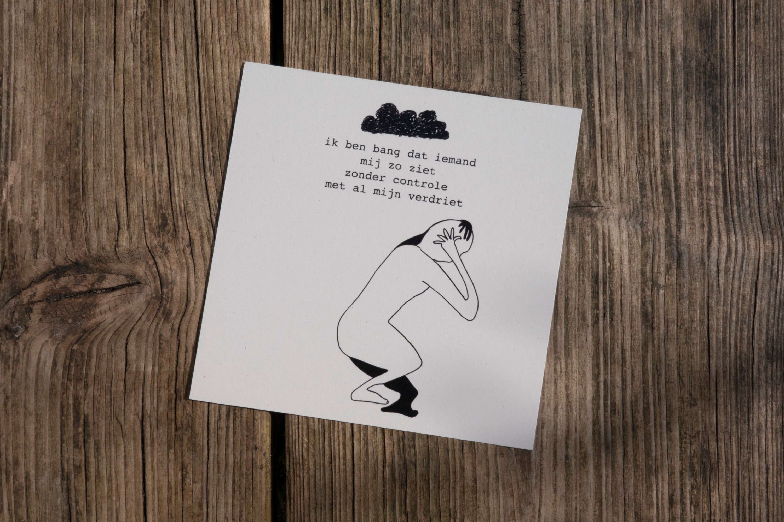 Fear of Sadness, Dutch Poem Square Postcard - Etsy