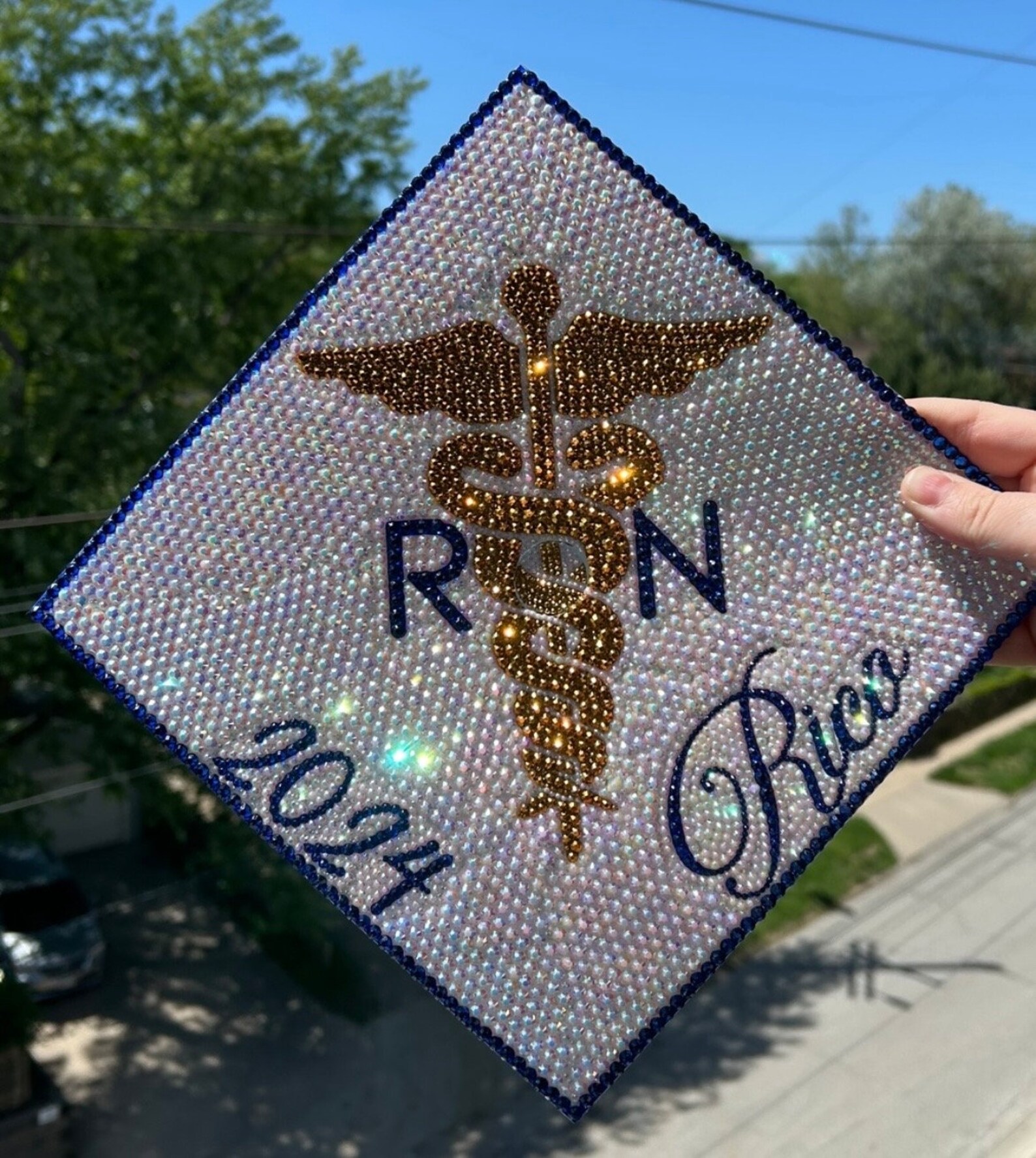 Custom Rhinestone Graduation Hat - Etsy