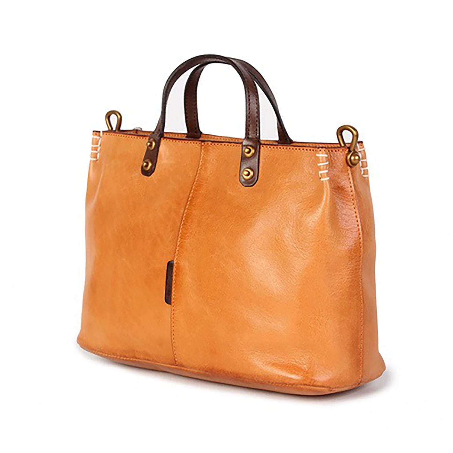 Handmade Leather Top Handle Bag: Vintage Crossbody Satchel - Etsy