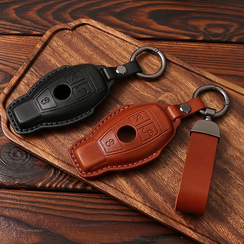 Mercedes Benz Leather Car Key Remote Cover, Leather Car Key Fob Holder ...