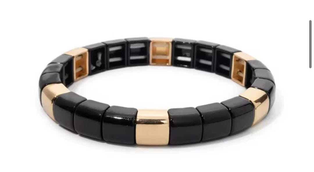 Women's Curved Stretchy Enamel Tile Bracelet - Etsy