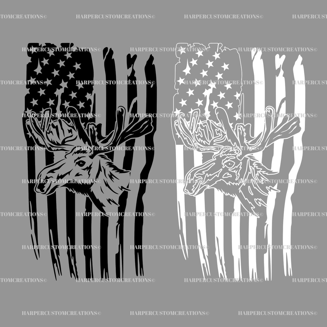 USA Moose SVG, Distressed American Flag Moose SVG, American Flag, Moose ...