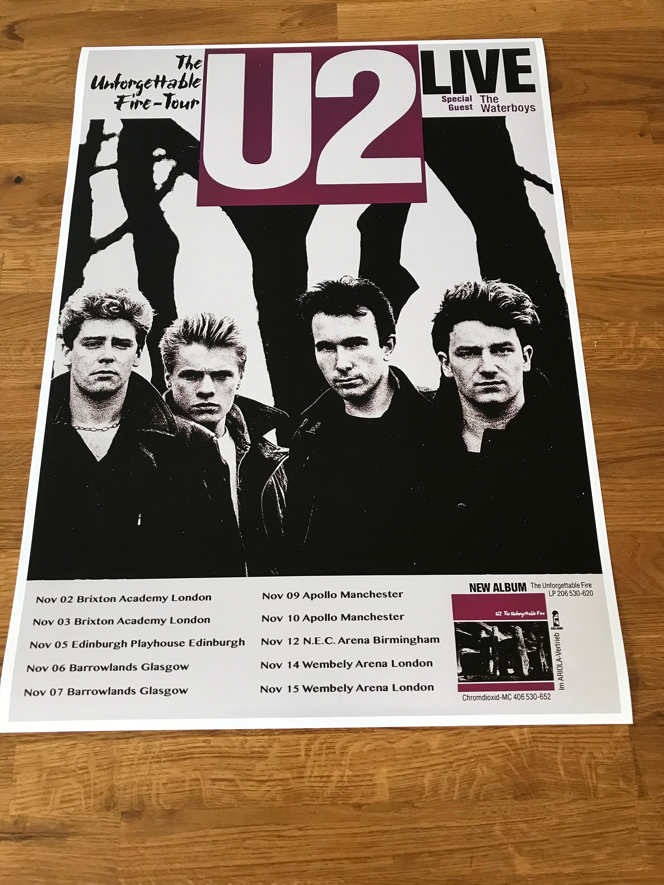 U2 The Unforgettable Fire tour A2 poster | Etsy
