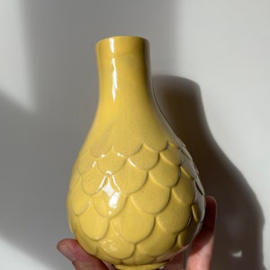 Vicke Lindstrand, Yellow Stoneware Vase Teardrop Pattern Upsala Ekeby ...