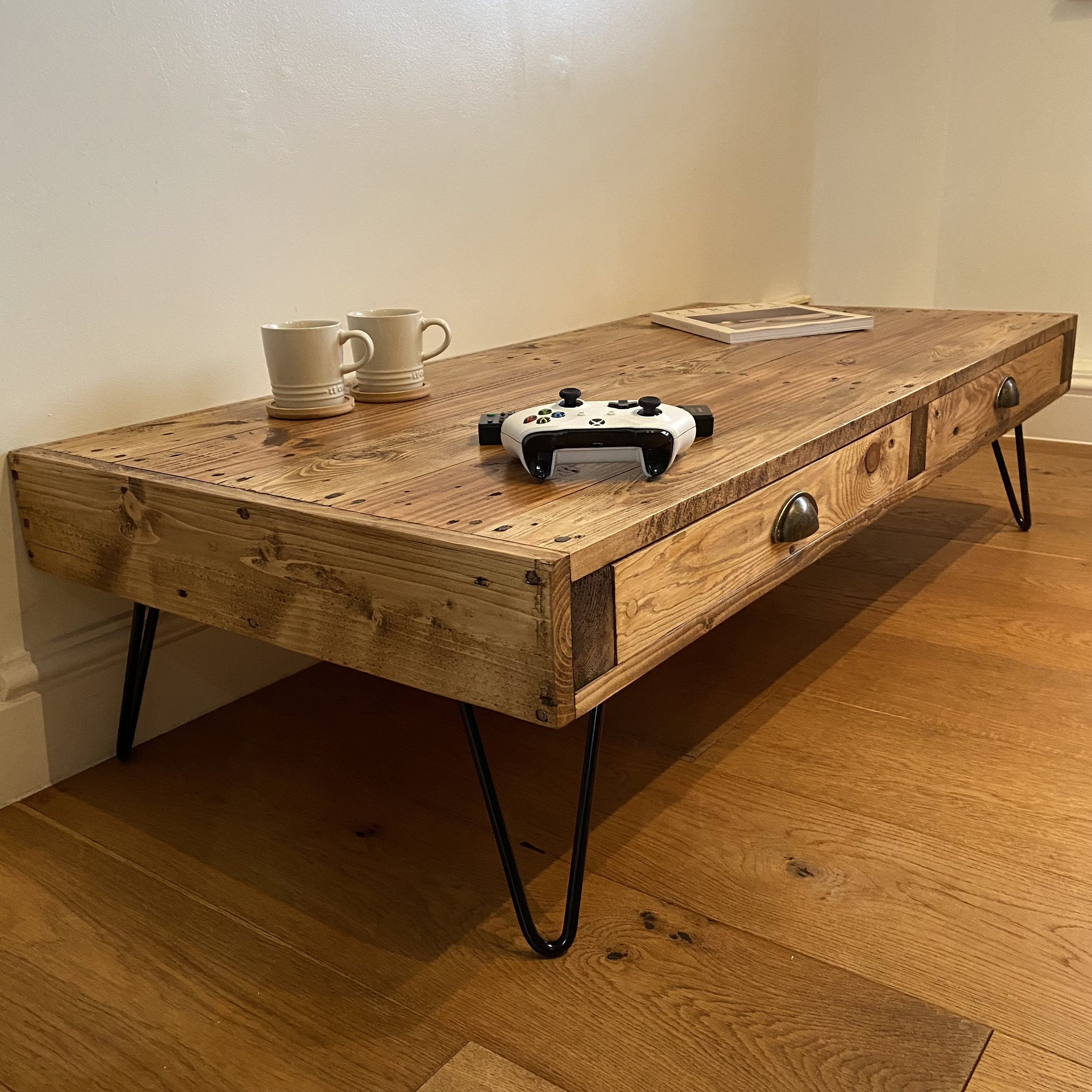 Handmade Rustic Coffee Table With Drawers Sofa Table With - Etsy UK