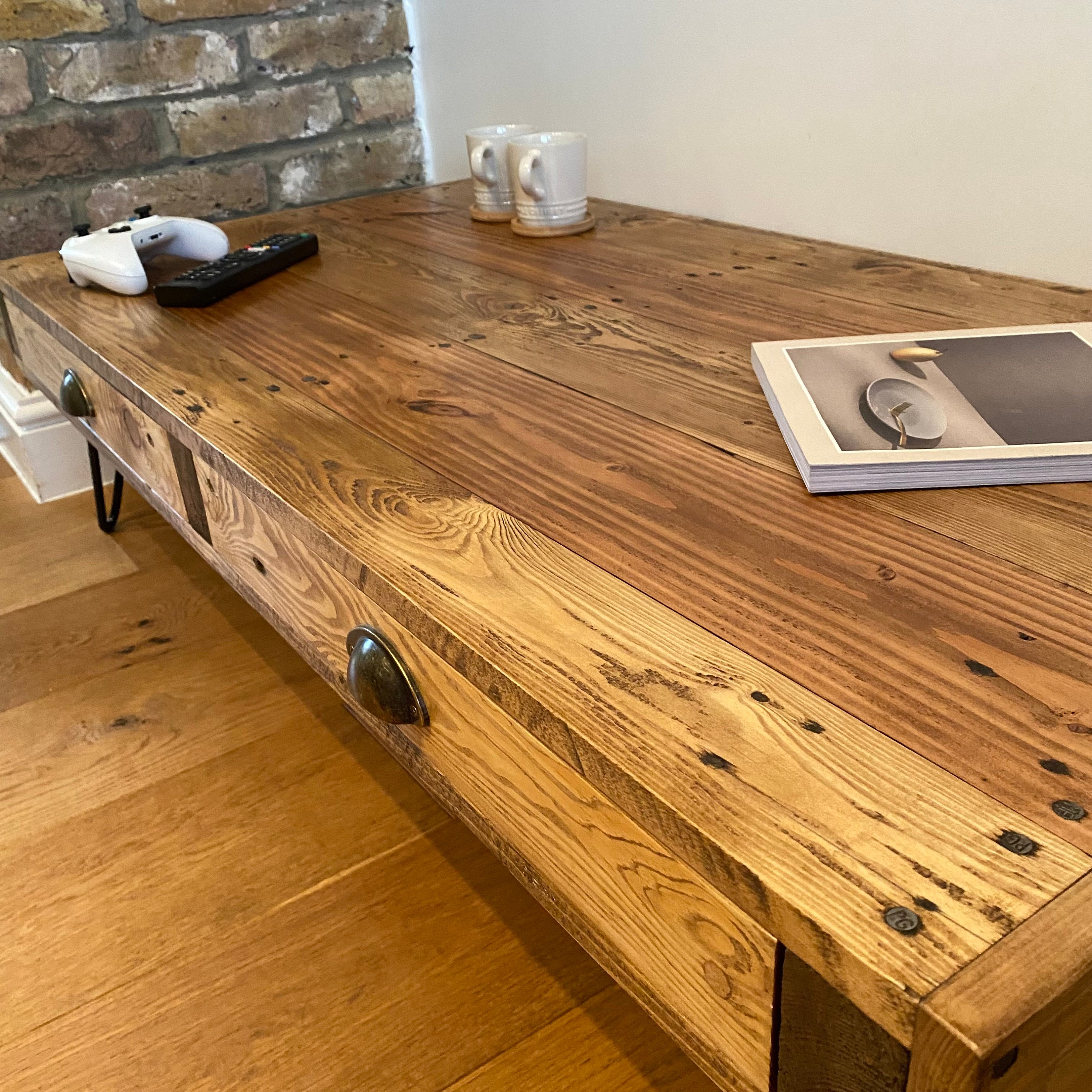 Handmade Rustic Coffee Table With Drawers Sofa Table With - Etsy UK