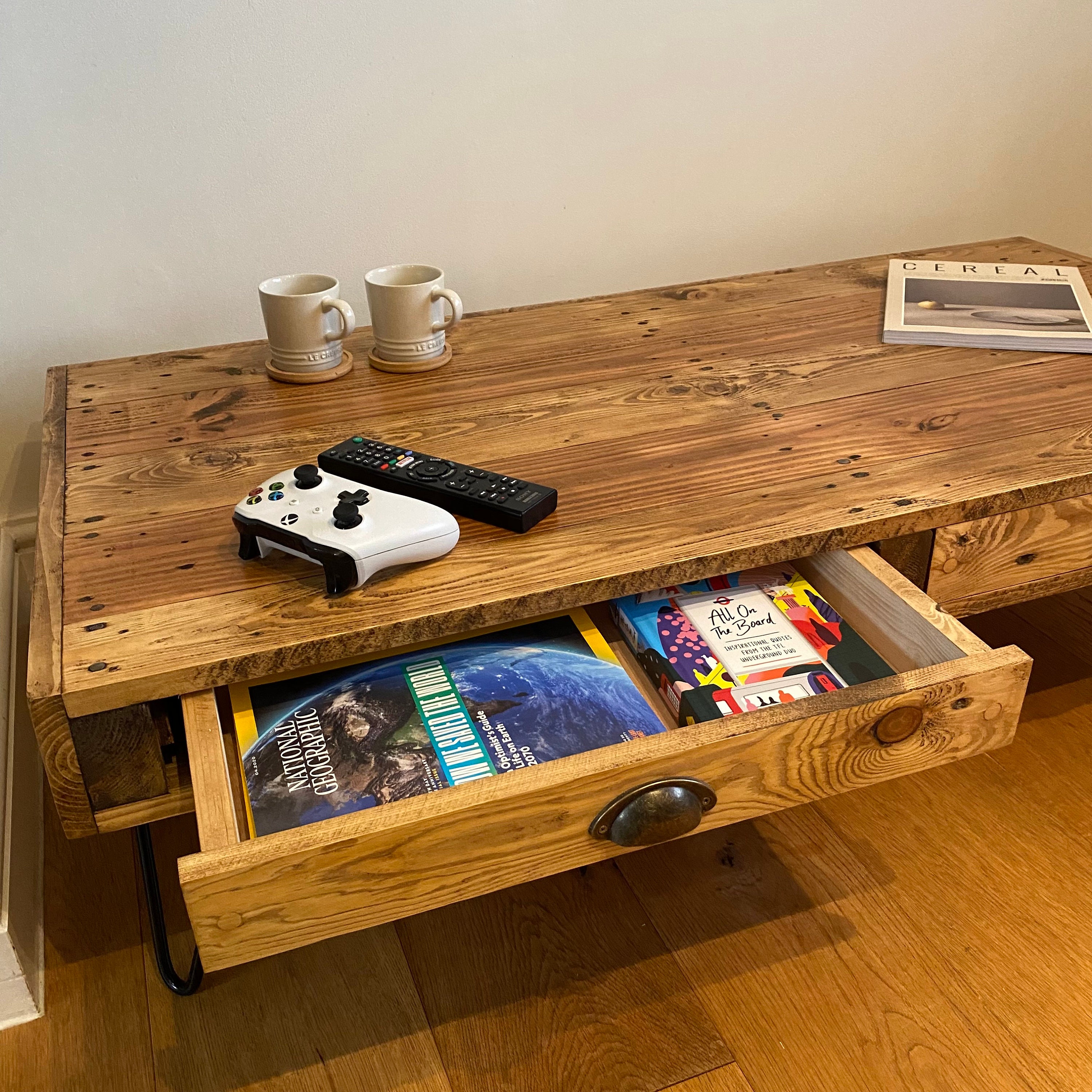 Handmade Rustic Coffee Table With Drawers Sofa Table With - Etsy UK