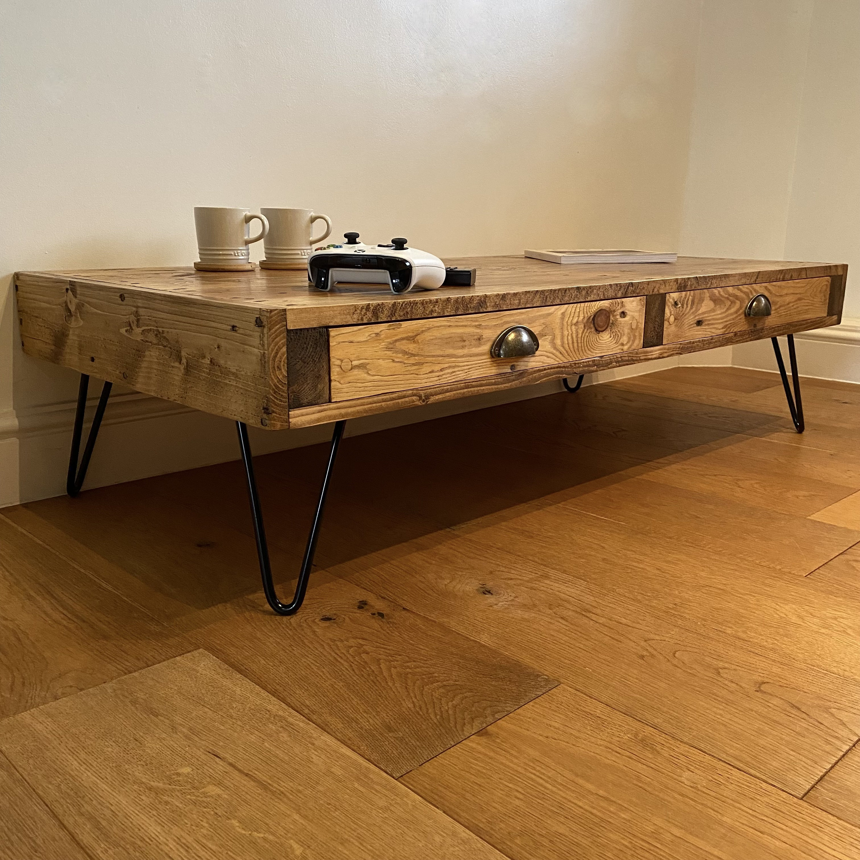 Handmade Rustic Coffee Table With Drawers Sofa Table With - Etsy UK
