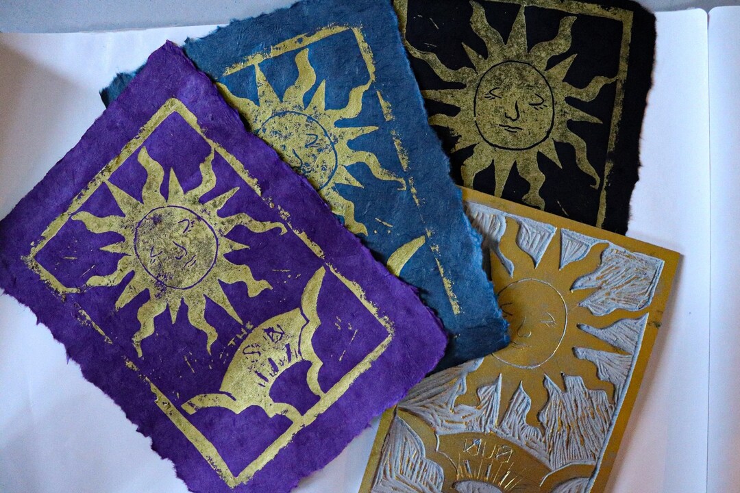 Linocut Print the Sun Lino Print Art Print - Etsy