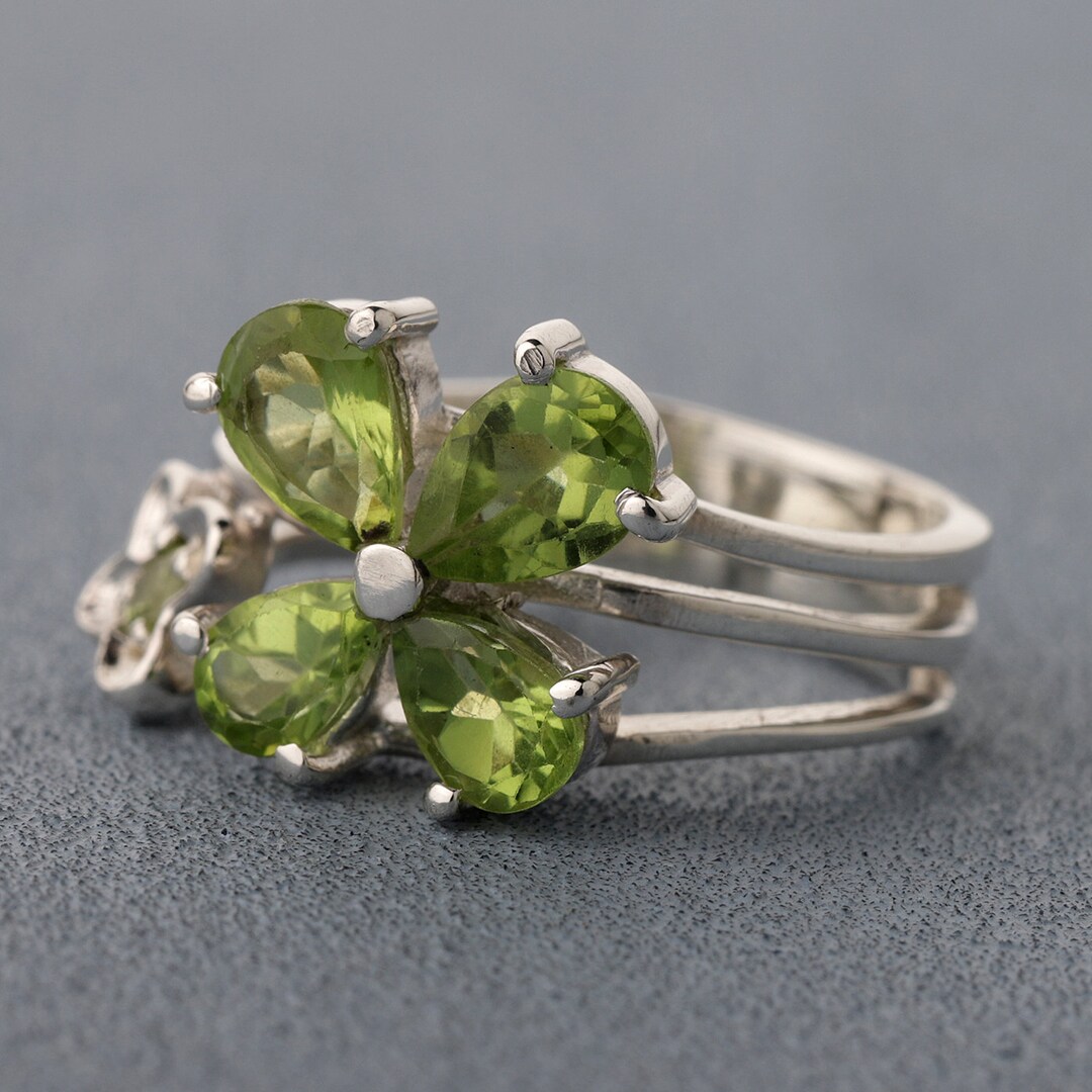 Elegant Peridot Ring, Natura Gemstone Ring, 925 Sterling Silver, Green ...