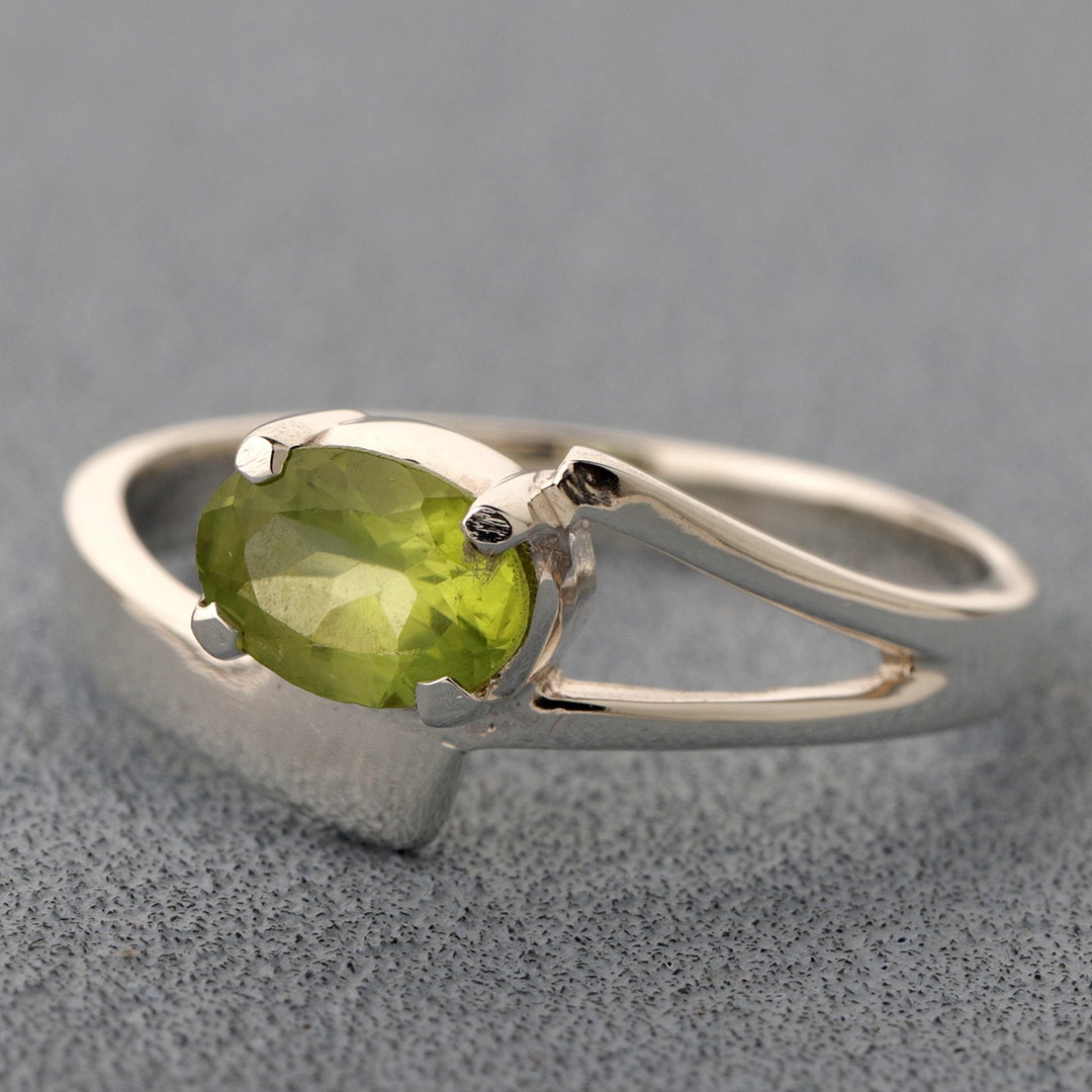 Natural Peridot Ring Oval Peridot Ring Peridot Gemstone Ring, 925 Solid ...