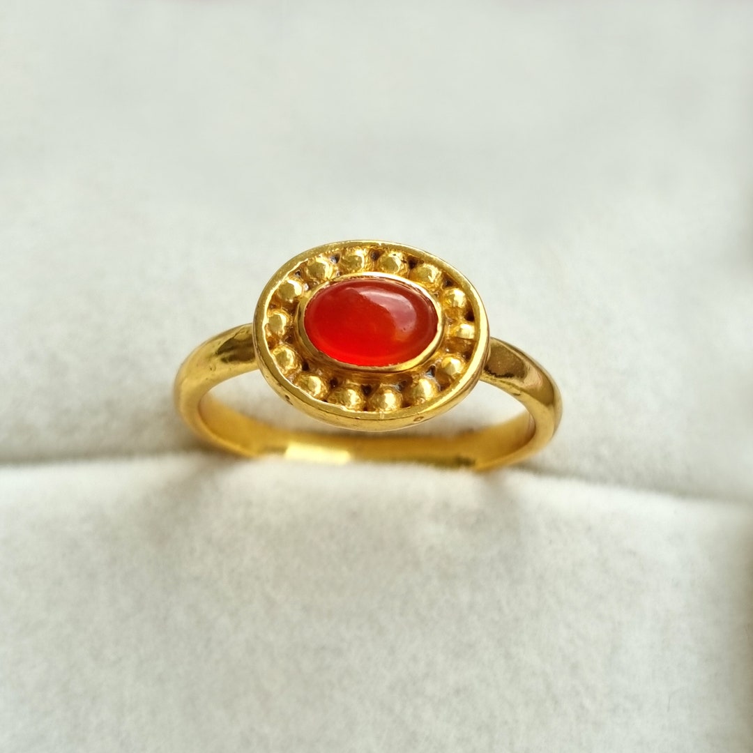 Oval Karneol 18k Goldring, Karneol Edelstein Ring, Karneol Oval ...
