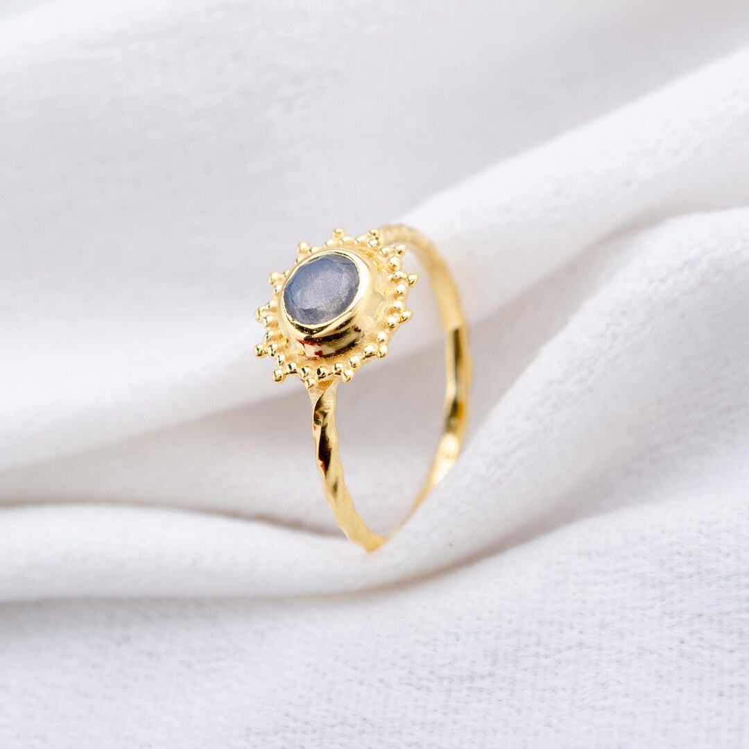 Labradorite Sunburst Ring, 18K Gold Plated Dainty Moonstone Jewelry ...