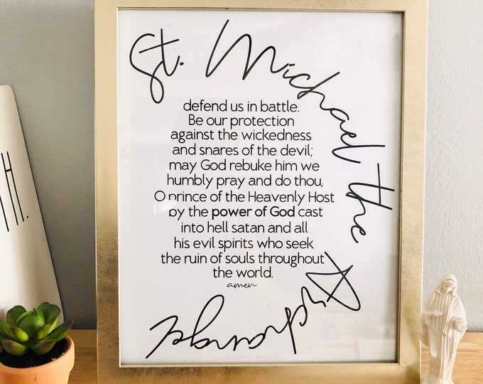St. Michael the Archangel Prayer Print, Prayer Print, Catholic Wall ...