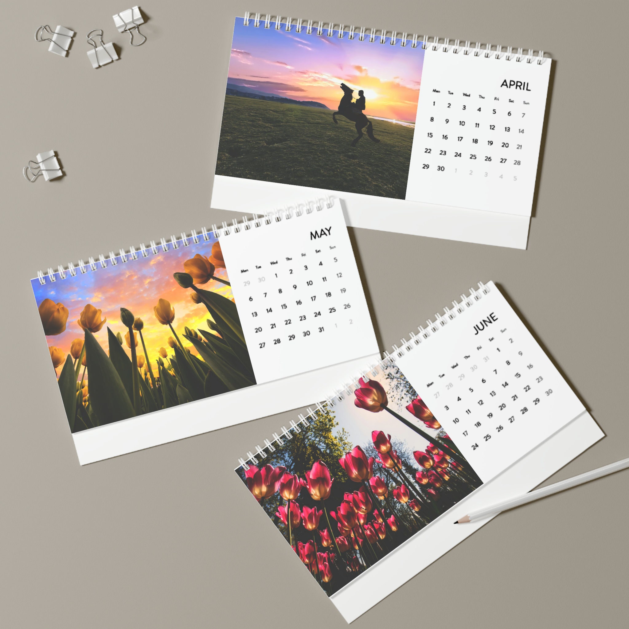 Desk Calendar 2024 Grid - Etsy