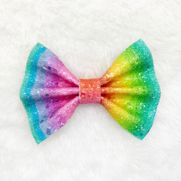 Rainbow Hair Bow - Etsy