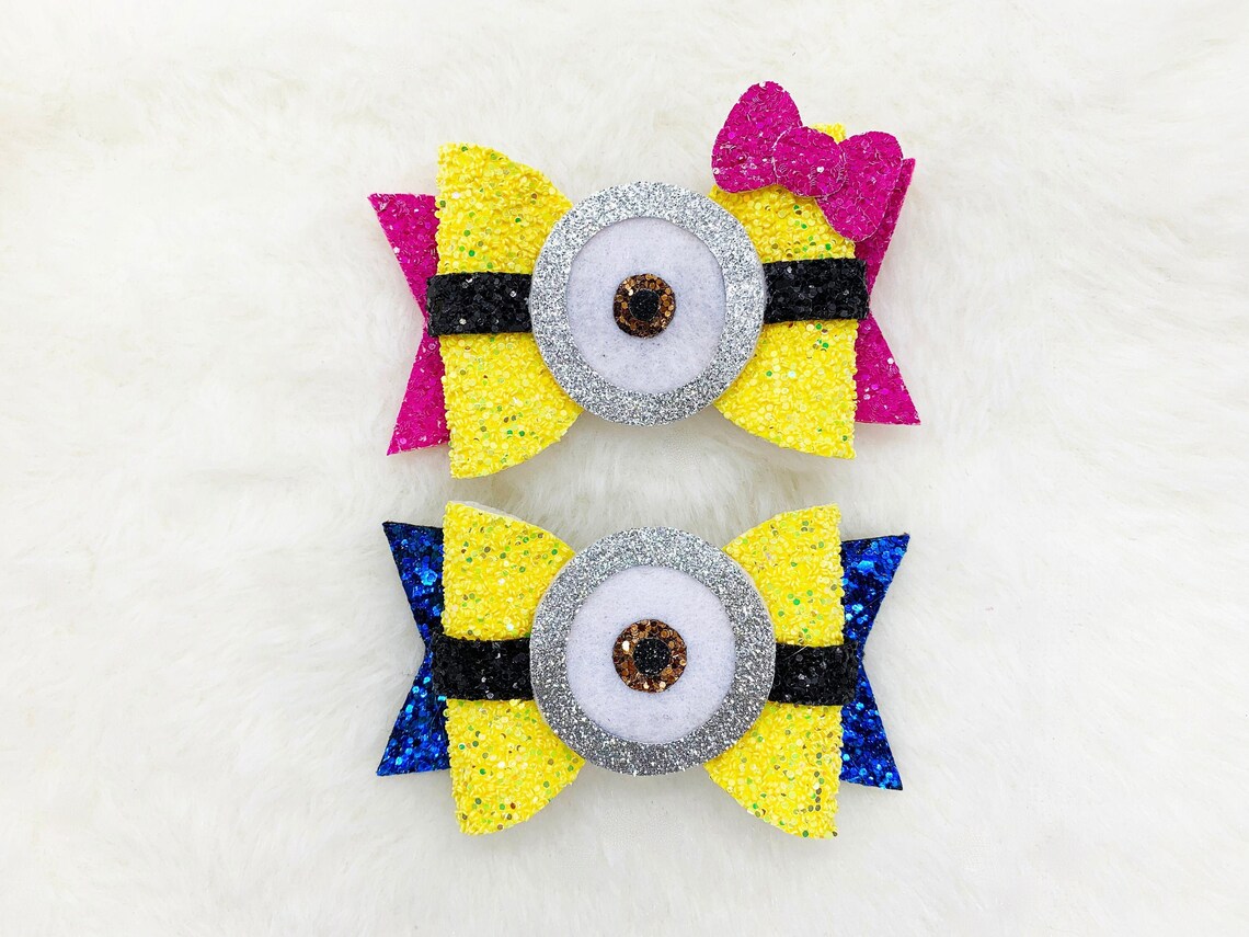 Minions Inspired Hair Bow Despicable Me Minions Bow Pink - Etsy
