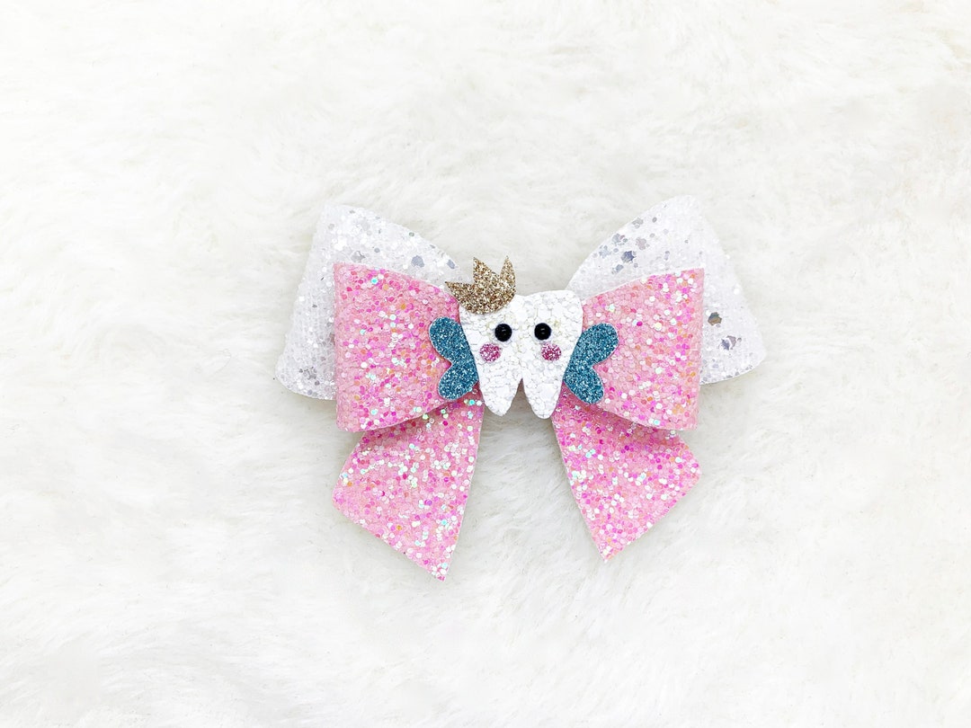 Tooth Fairy Hair Bow: Sparkly Pink Bow Clip or Headband - Etsy