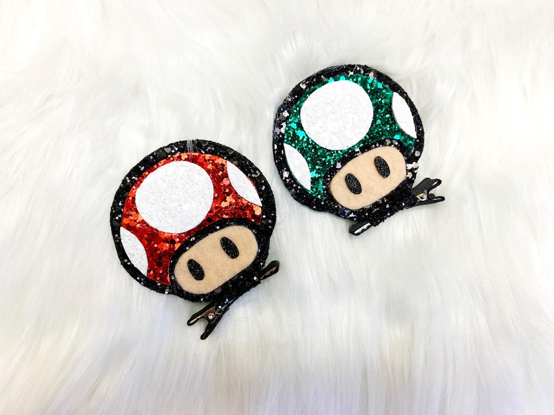 Super Mario Green and Red Mushroom Standup Ears Clips | Super Nintendo ...