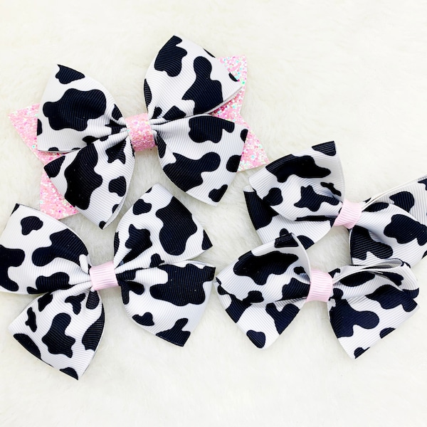 Cow Print Hair Bow - Etsy