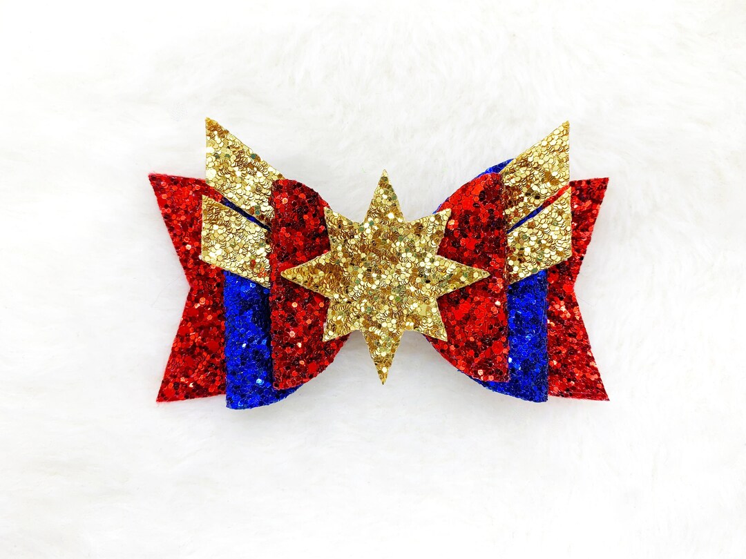 Avengers Captain Marvel Inspired Hair Bow | Captain Marvel Bow for ...