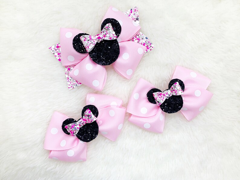 Minnie Mouse Ears Ribbon Hair Bow Mickey Mouse Baby Bow - Etsy Canada