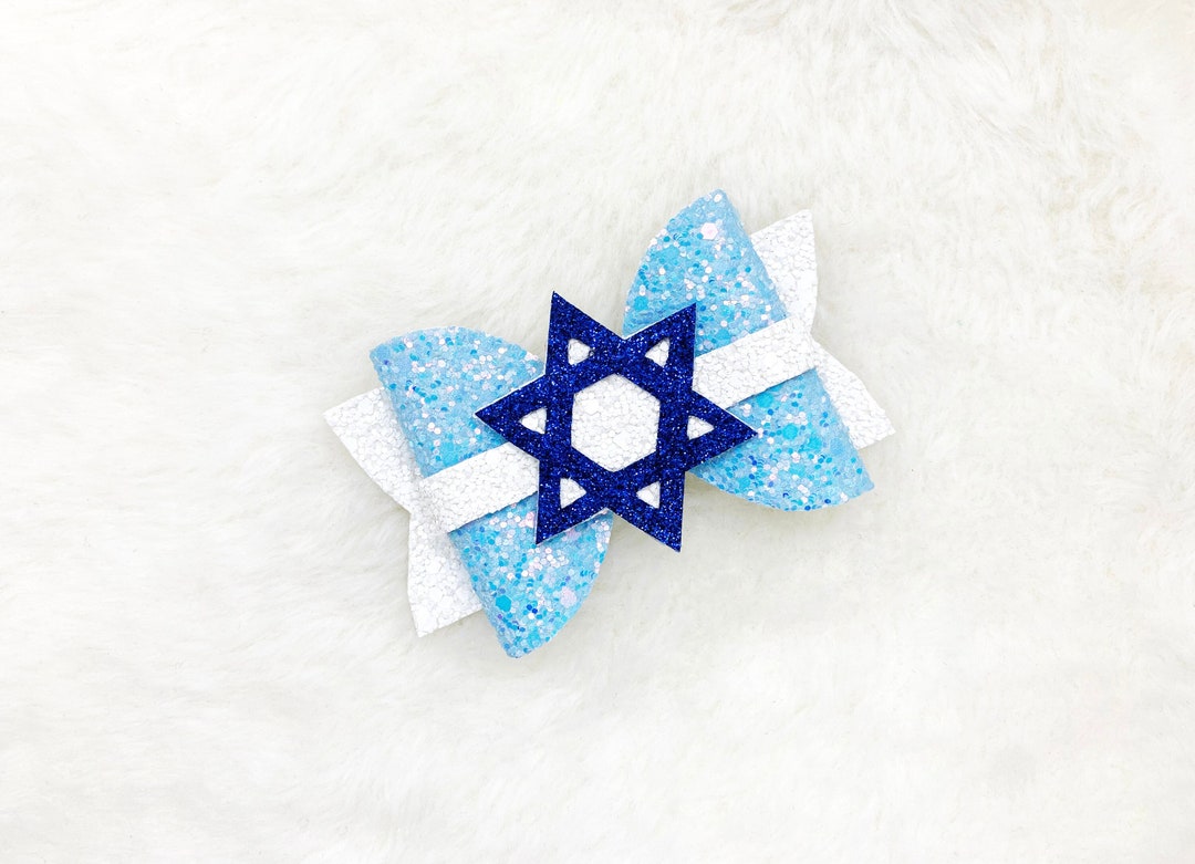 Hanukkah Hair Bow Jewish Holiday Hair Bow Israel Hair Bow - Etsy
