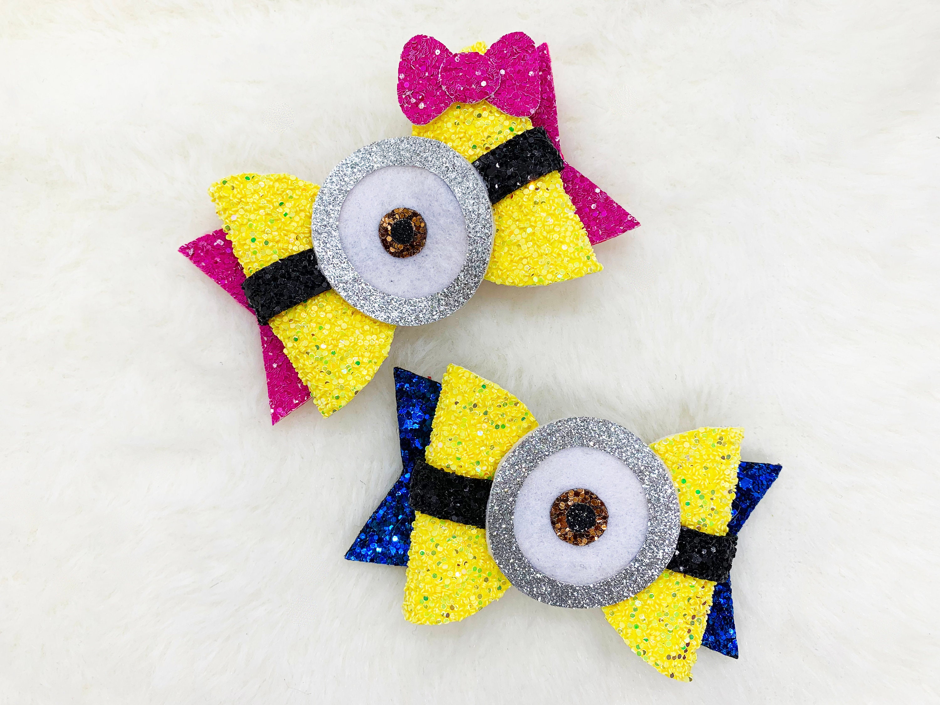Minions Inspired Hair Bow Despicable Me Minions Bow Pink - Etsy